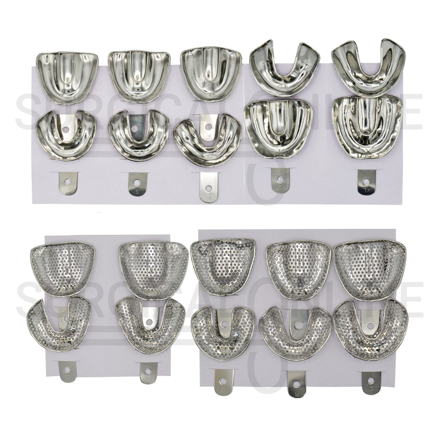 20 Edentulous Dental Impression Trays Set Solid & Perforatted ...
